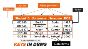 Keys in DBMS in Hindi (DBMS में Keys क्या है)? - Tutorial in Hindi
